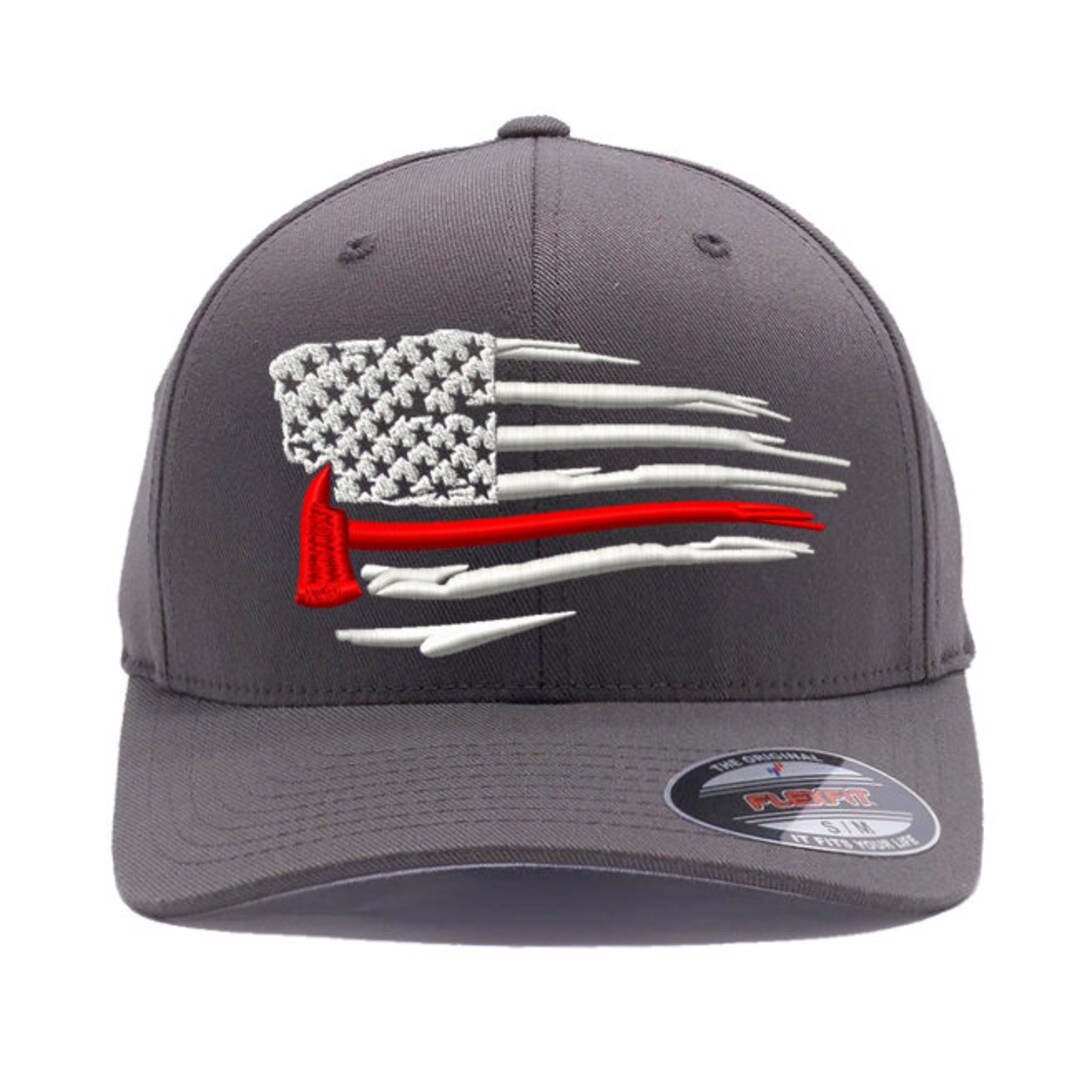 Thin Red Line Waving US Flag, Firefighter AXE Embroidered 6277 and 6477 ...