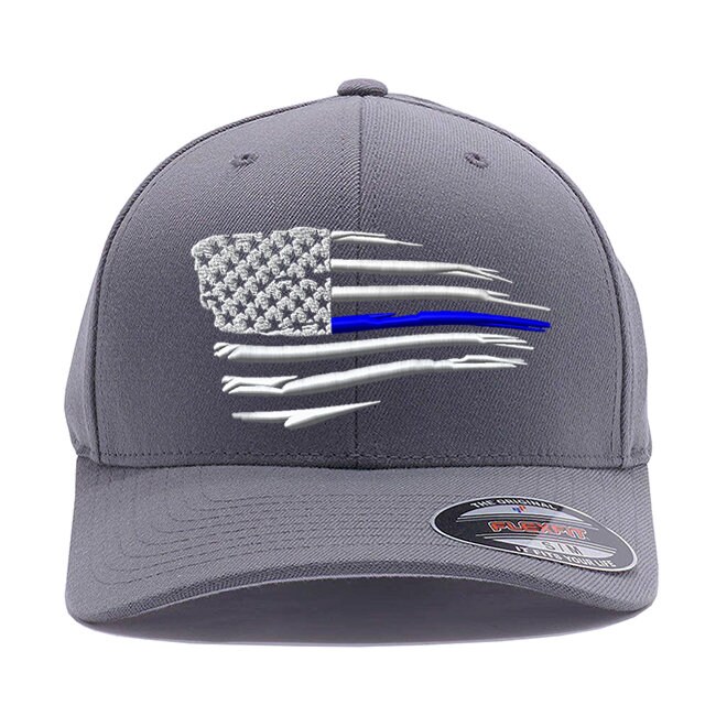Thin Blue Line Waving US Flag Embroidered 6277 and 6477 Flexfit Hat. - Etsy