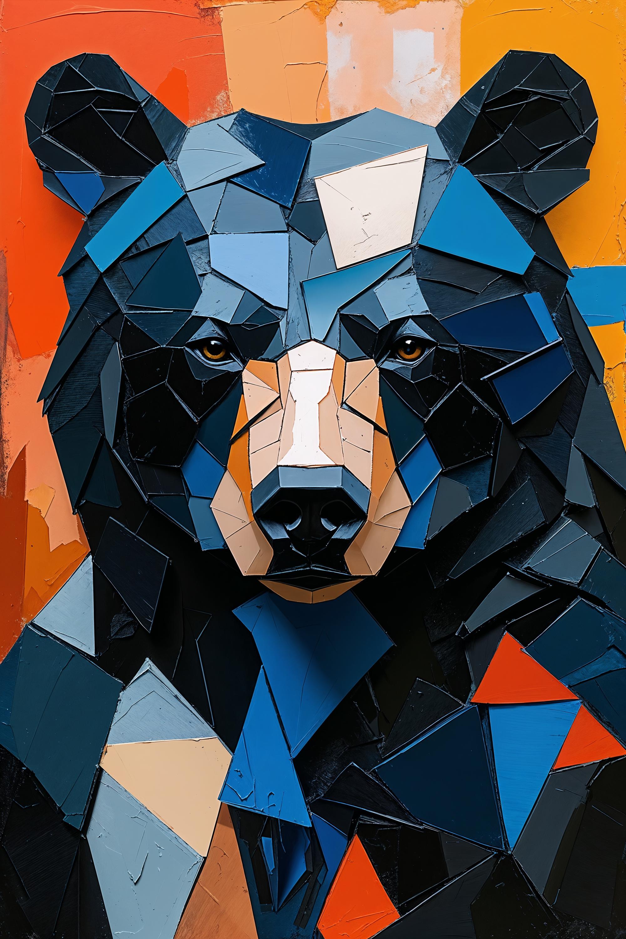Cubist Black Bear Wall Art Picasso-inspired Digital Print, Printable ...