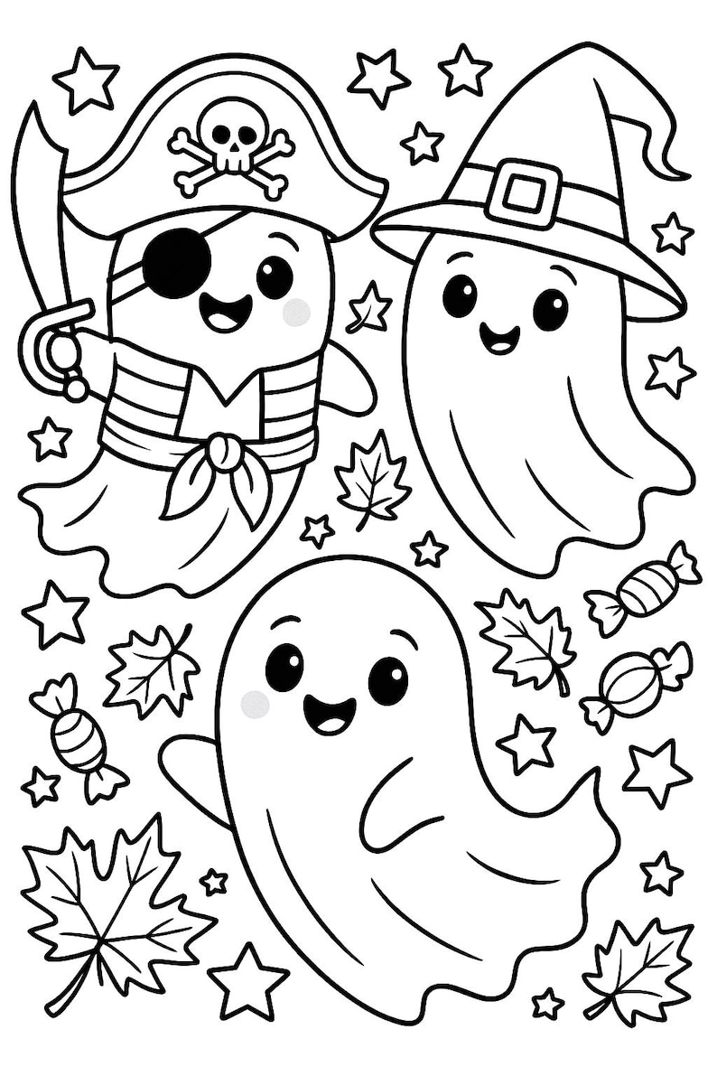 Spooky Cute Halloween Coloring Book: Monsters, Magic & Pumpkins ...