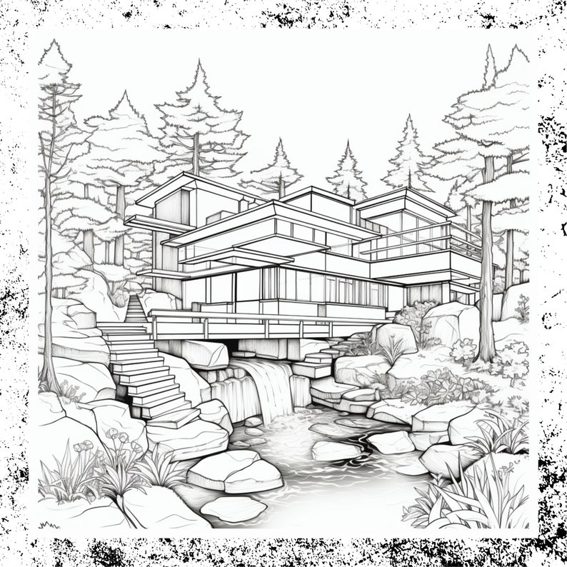 Mid-century Modern Adult Coloring Pages: Vintage Design Digital ...