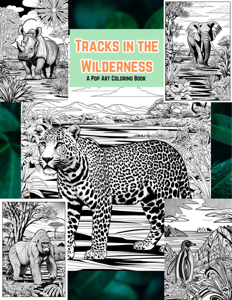 Wildlife Pop Art Coloring Pages: Digital Download for Adult Relaxation ...
