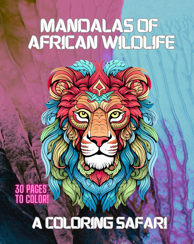 Wildlife Mandalas Safari: Animal Coloring Book for Relaxation, Digital ...