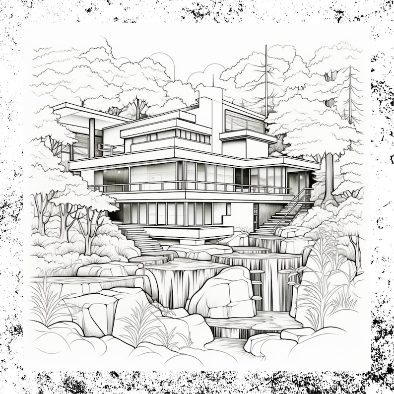 Mid-century Modern Adult Coloring Pages: Vintage Design Digital ...