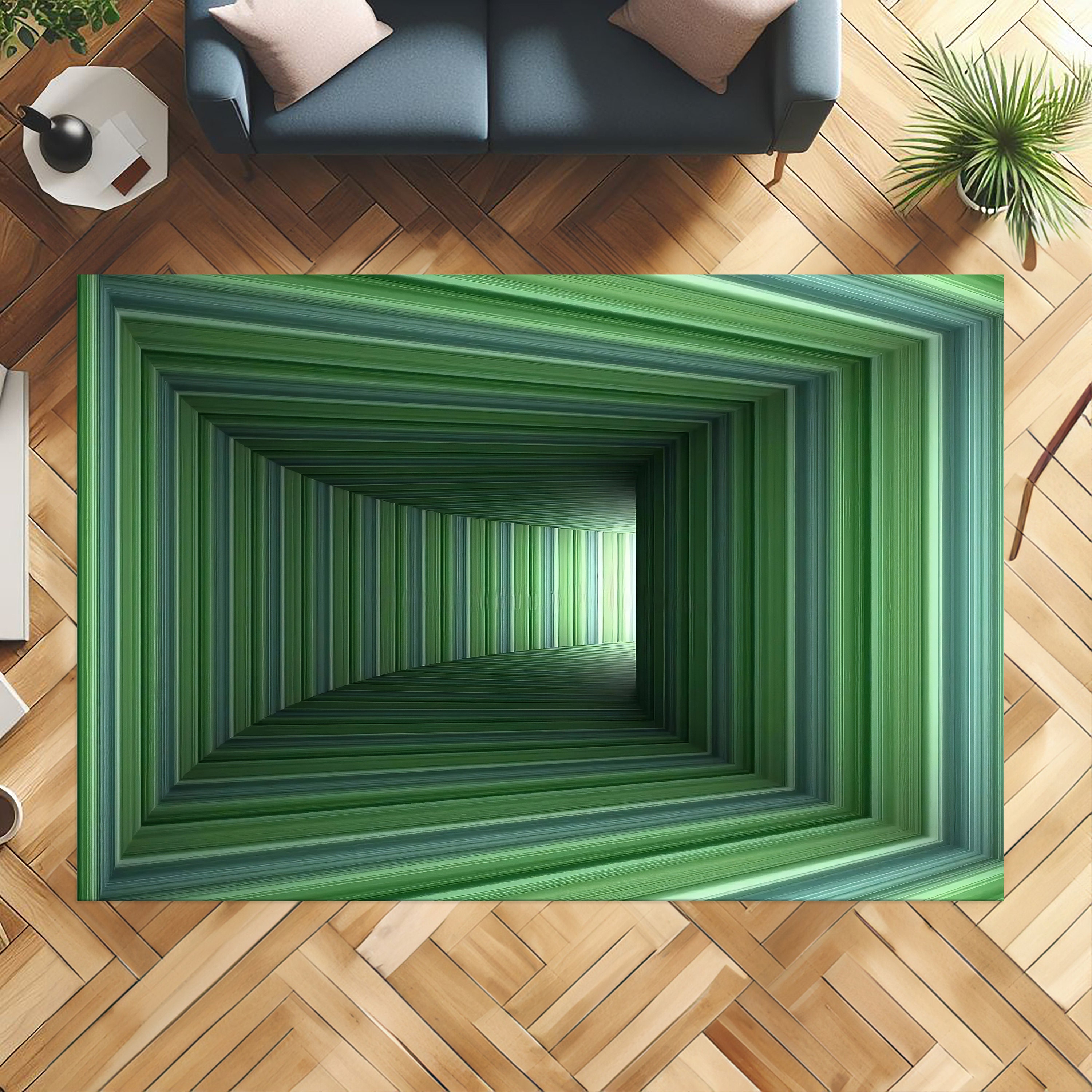 Tunnel Rug, Optical Illusion Rug, Illusion Rug, Rectangular Illusion ...