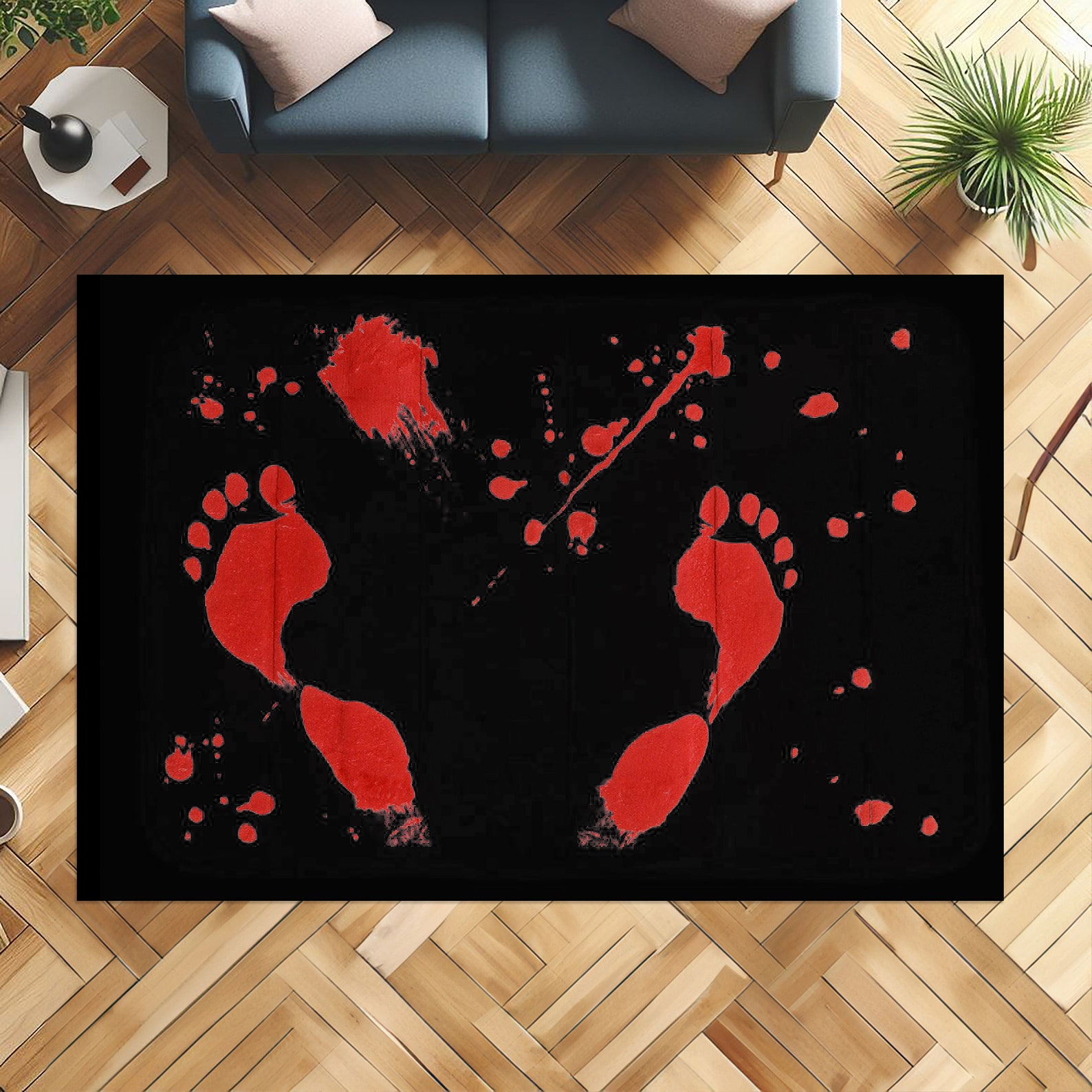 Blood Splatter Rug, Foot Print Rug, Horror Rug, Blood Rug, Custom Rug ...