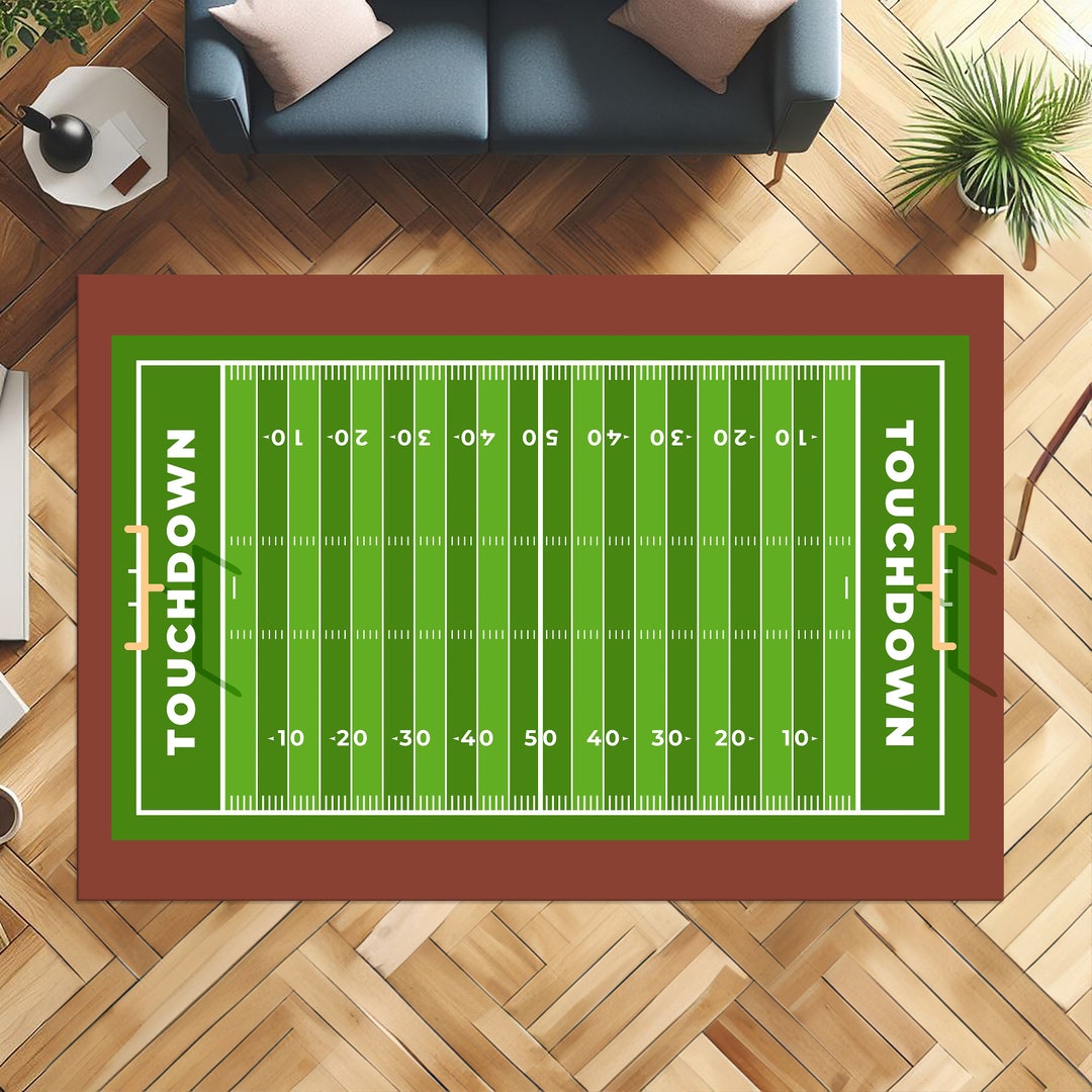 American Football Rug, Soccer Field Rug, Custom Team Logo Rug, Washable ...
