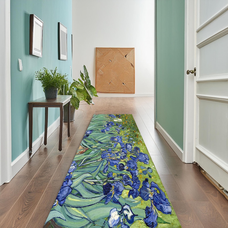 Vincent Van Gogh Themed Decor, Van Gogh Irises Rug, Floral Runner Rug ...