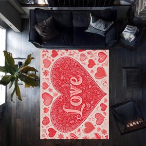 Hearts Rug, Valentine's Day Rug, Red Heart Rug, Love Rug, Red Love Rug ...