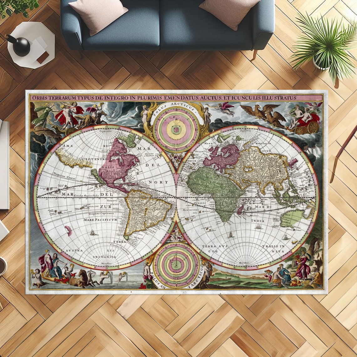 Modern Rug, Old World Map Rug, Vintage Map Rug, Vintage World Map Rug ...