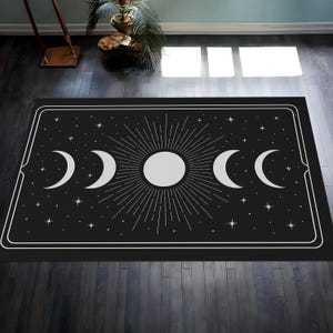 Celestial Starry Night Doormat – Gothic Moon Phase Rug, Witchy Tarot ...