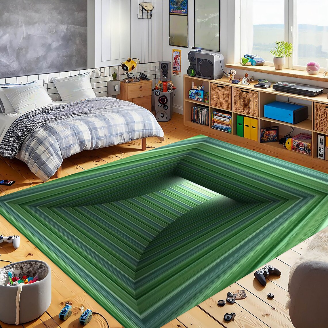Tunnel Rug, Optical Illusion Rug, Illusion Rug, Rectangular Illusion ...
