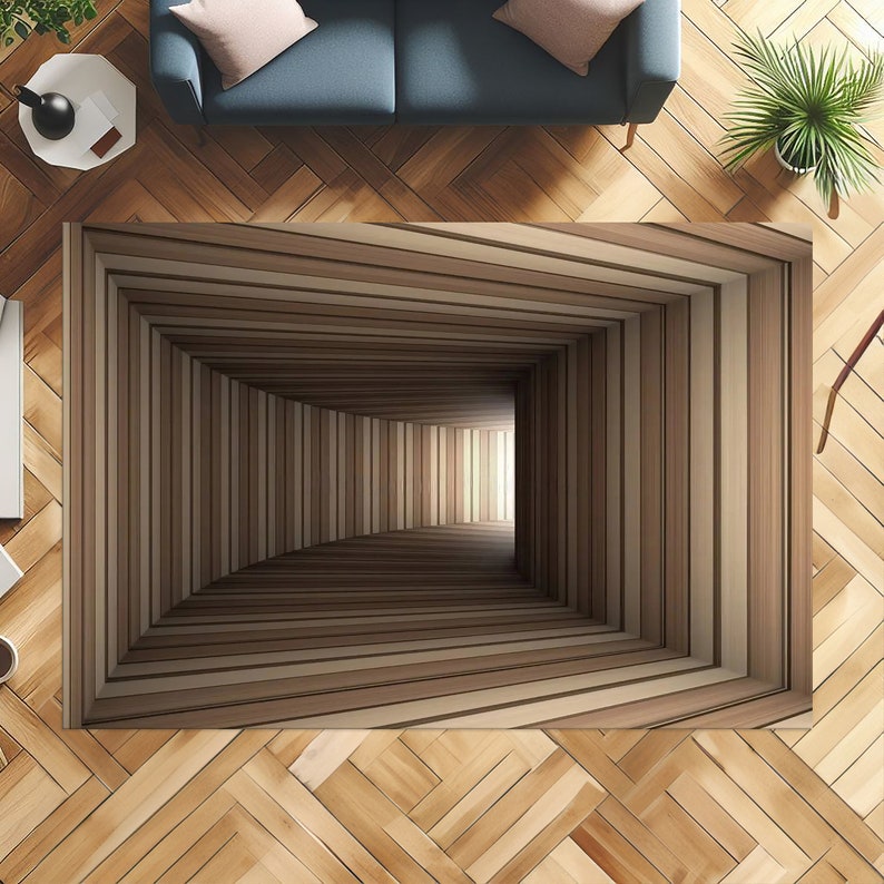 Tunnel Rug, Optical Illusion Rug, Illusion Rug, Rectangular Illusion ...