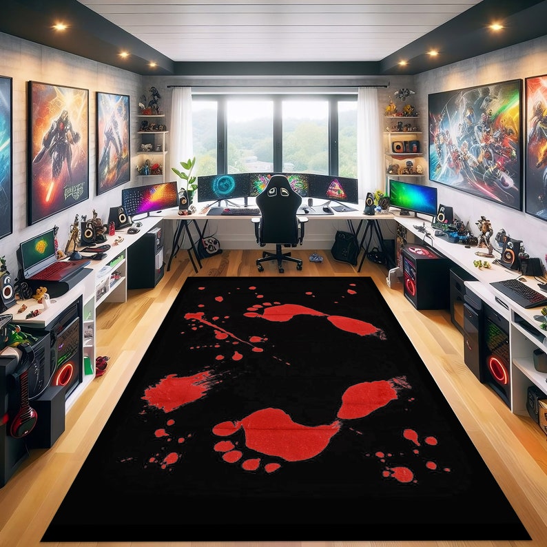 Blood Splatter Rug, Foot Print Rug, Horror Rug, Blood Rug, Custom Rug ...