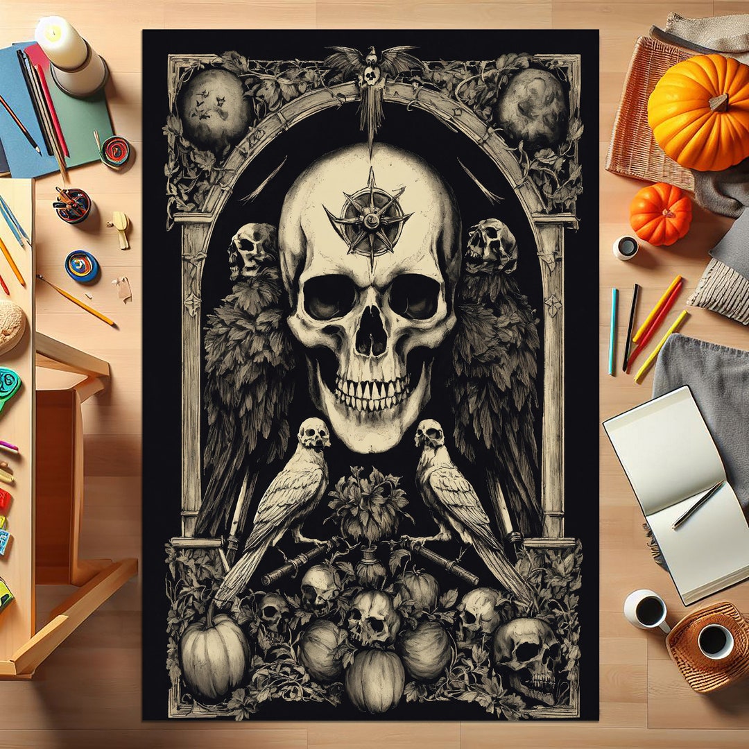 Realistic Skull Carpet,horror Skull Rug,skulls Design,evil Skull Rug ...