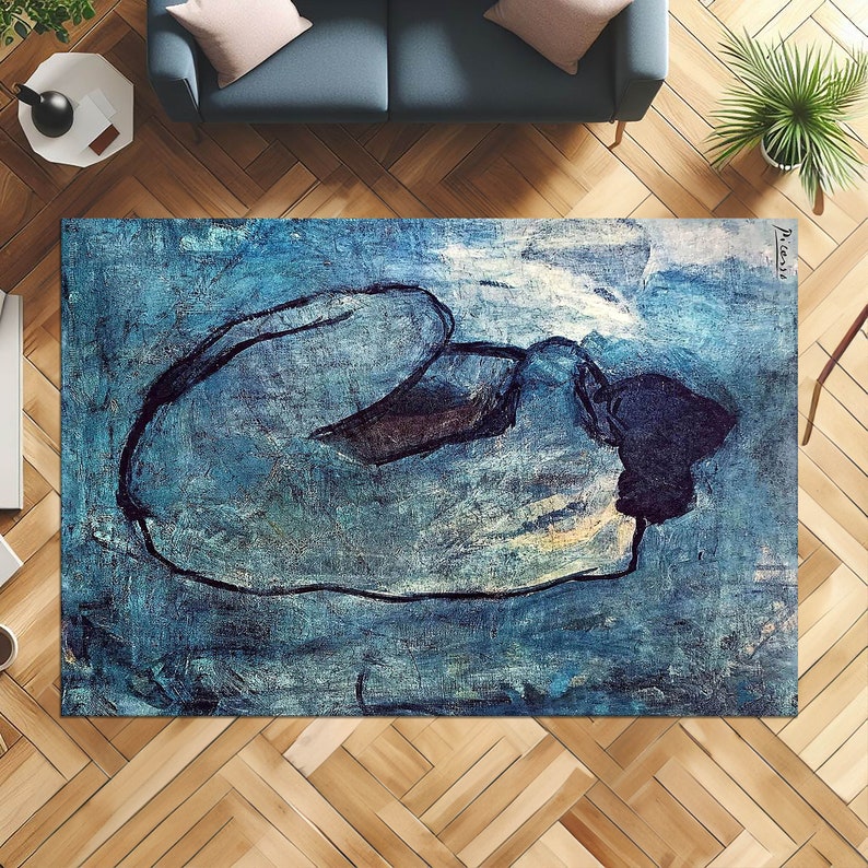 Nude Woman Rug Blue Rug Design Rug Office Rug Famous Rug Washable Rug Non Slip Rug Vivid