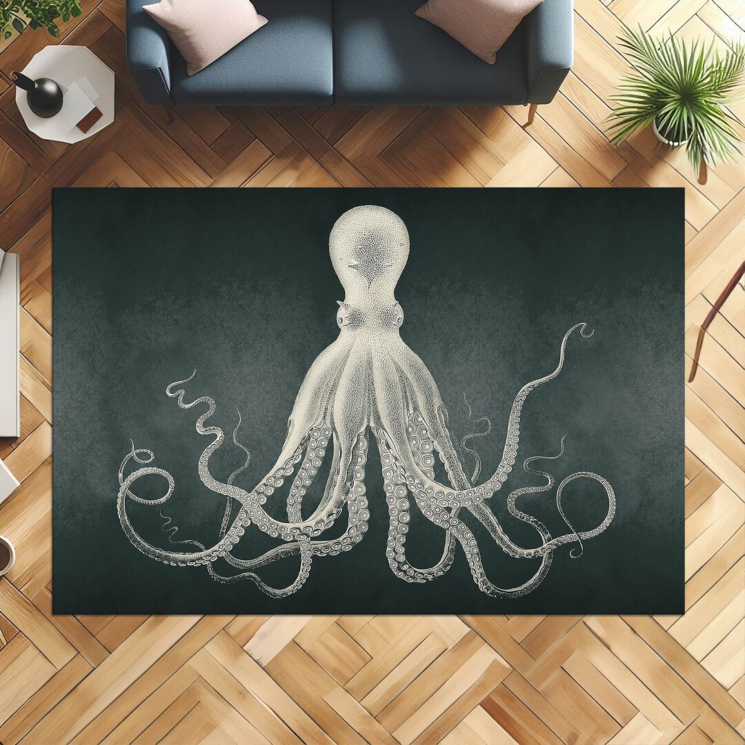 Octopus Rug, Animal Rug, Patterned Printing Rug, Patterned Rug, Modern ...