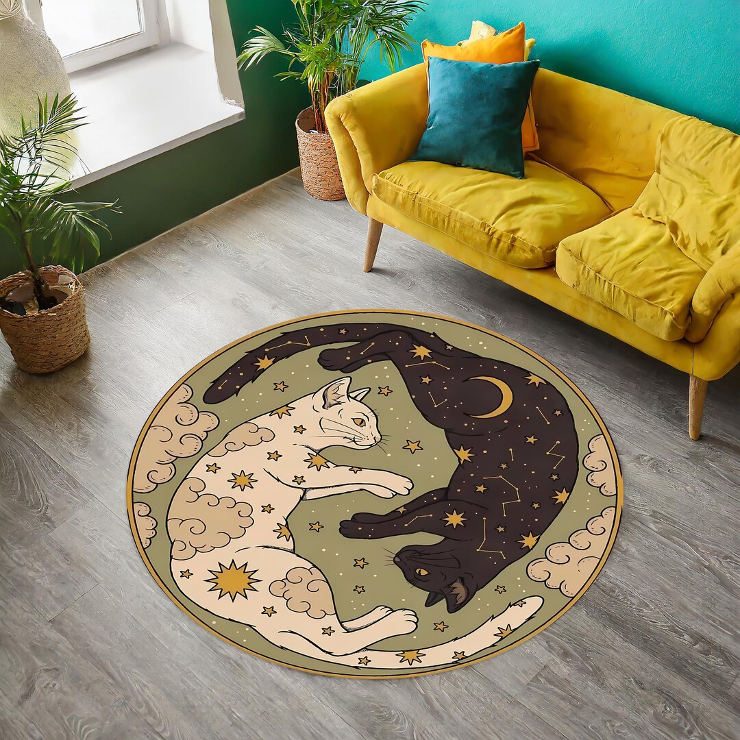 Cat Rug,cute Animal Rug,cat Circle Rug,cute Round Rug,cat Round Rug ...