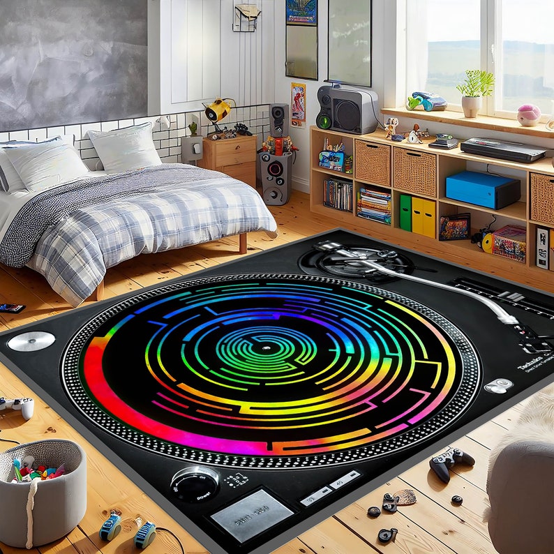 Record Rug, Rainbow Dj Board Rug, Cover Rug, Music Rug, Record, Movie ...