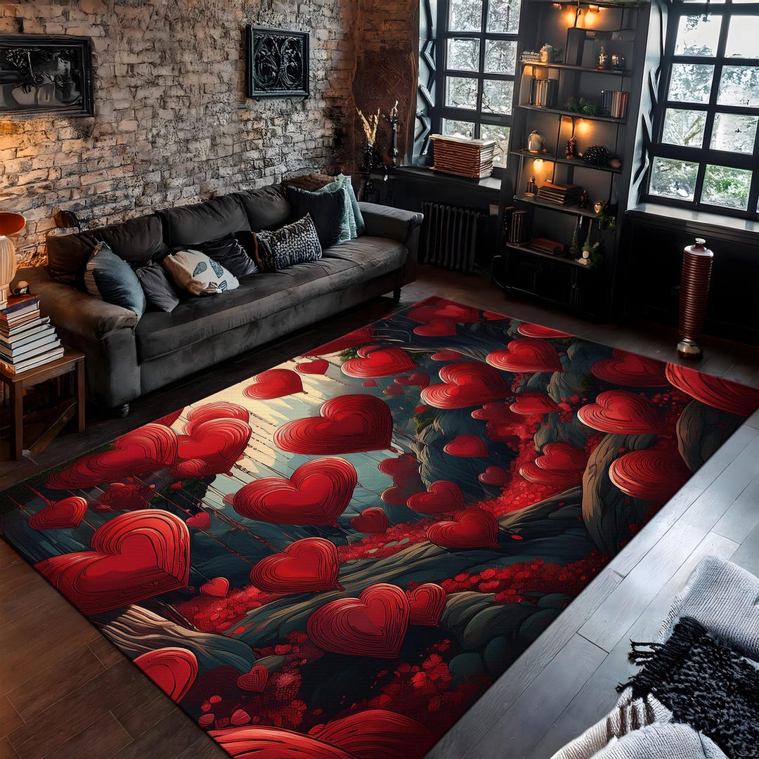 Hearts Rug, Valentine's Day Rug, Red Heart Rug, Love Rug, Red Love Rug ...