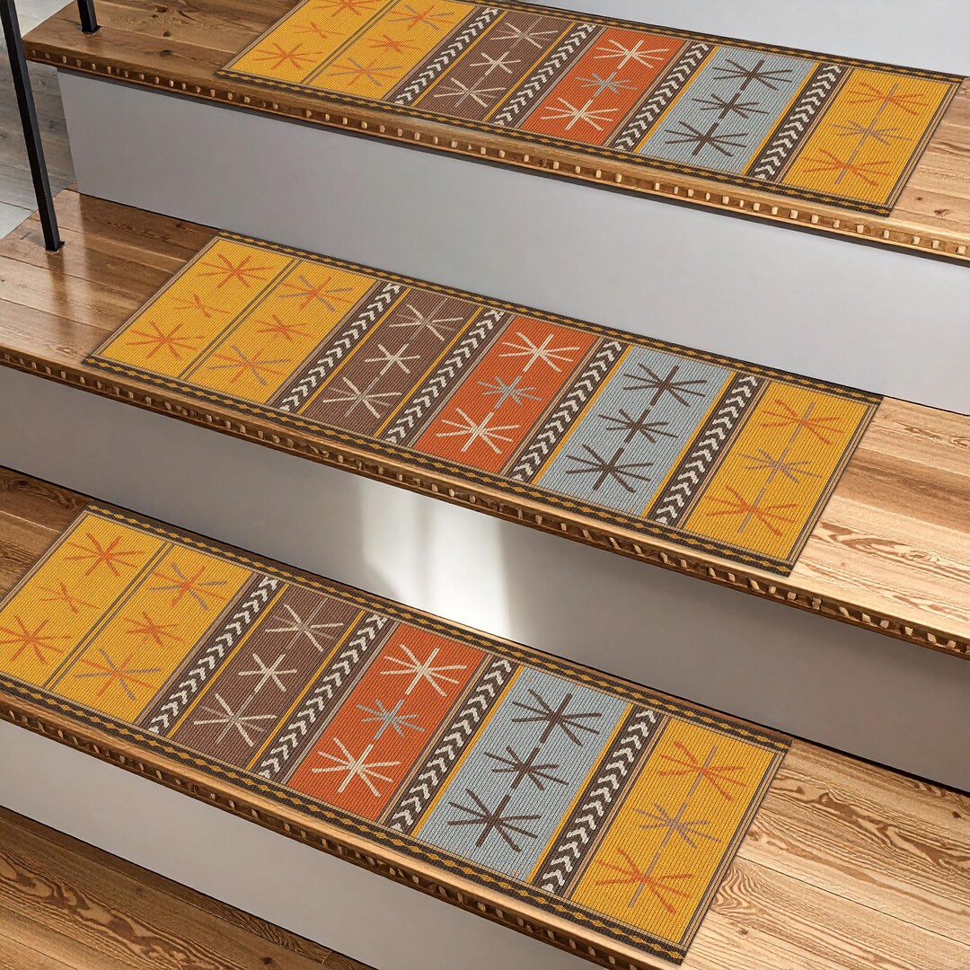 Retro Star Stair Treads – Colorful Strips for Wooden Steps, 70s ...
