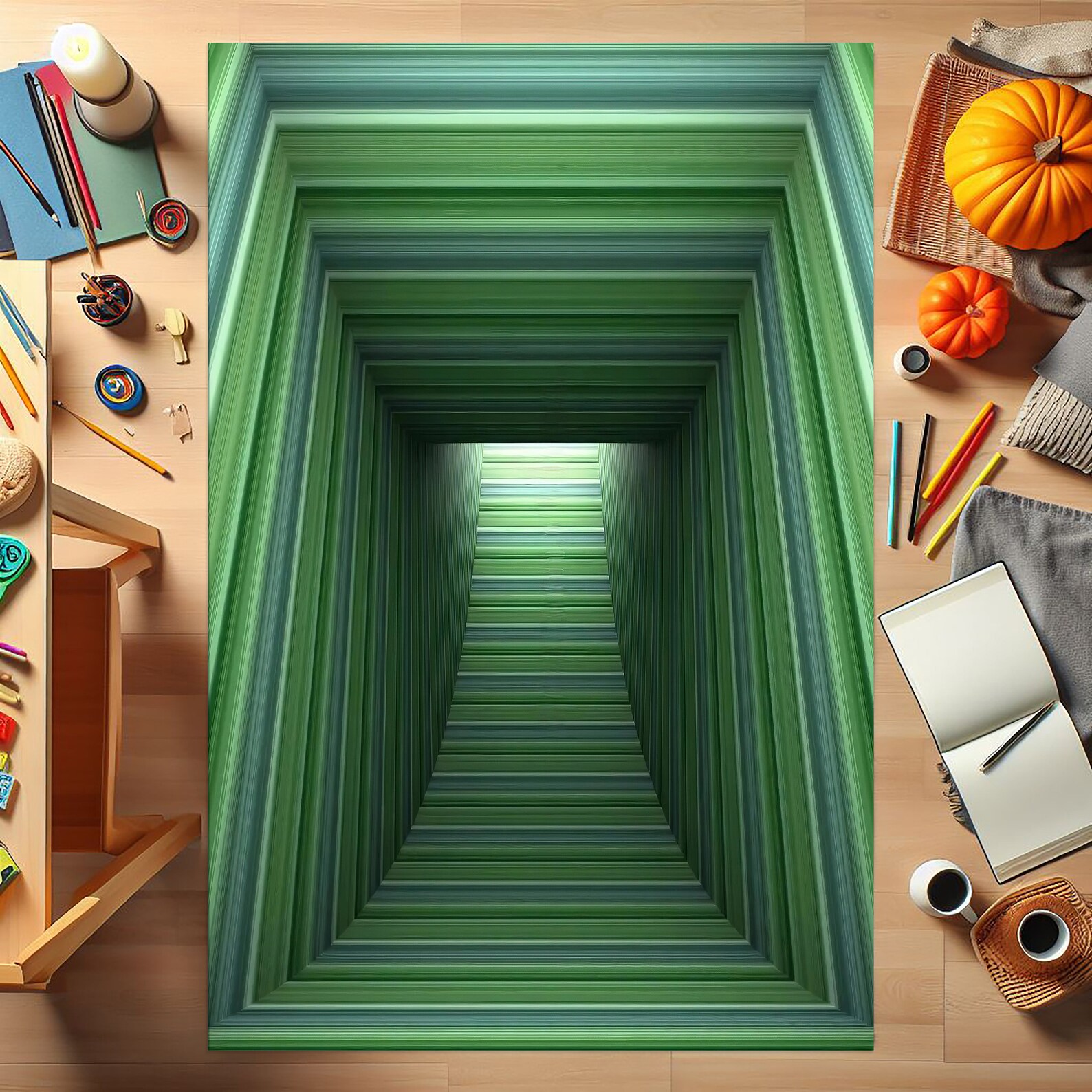 Tunnel Rug, Optical Illusion Rug, Illusion Rug, Rectangular Illusion ...