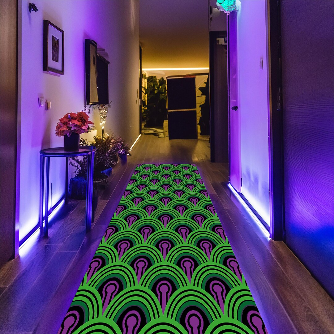 Hotel Shinning Rug, Halloween Hallway Rug, Green Horror Rug, Hotel Rug ...
