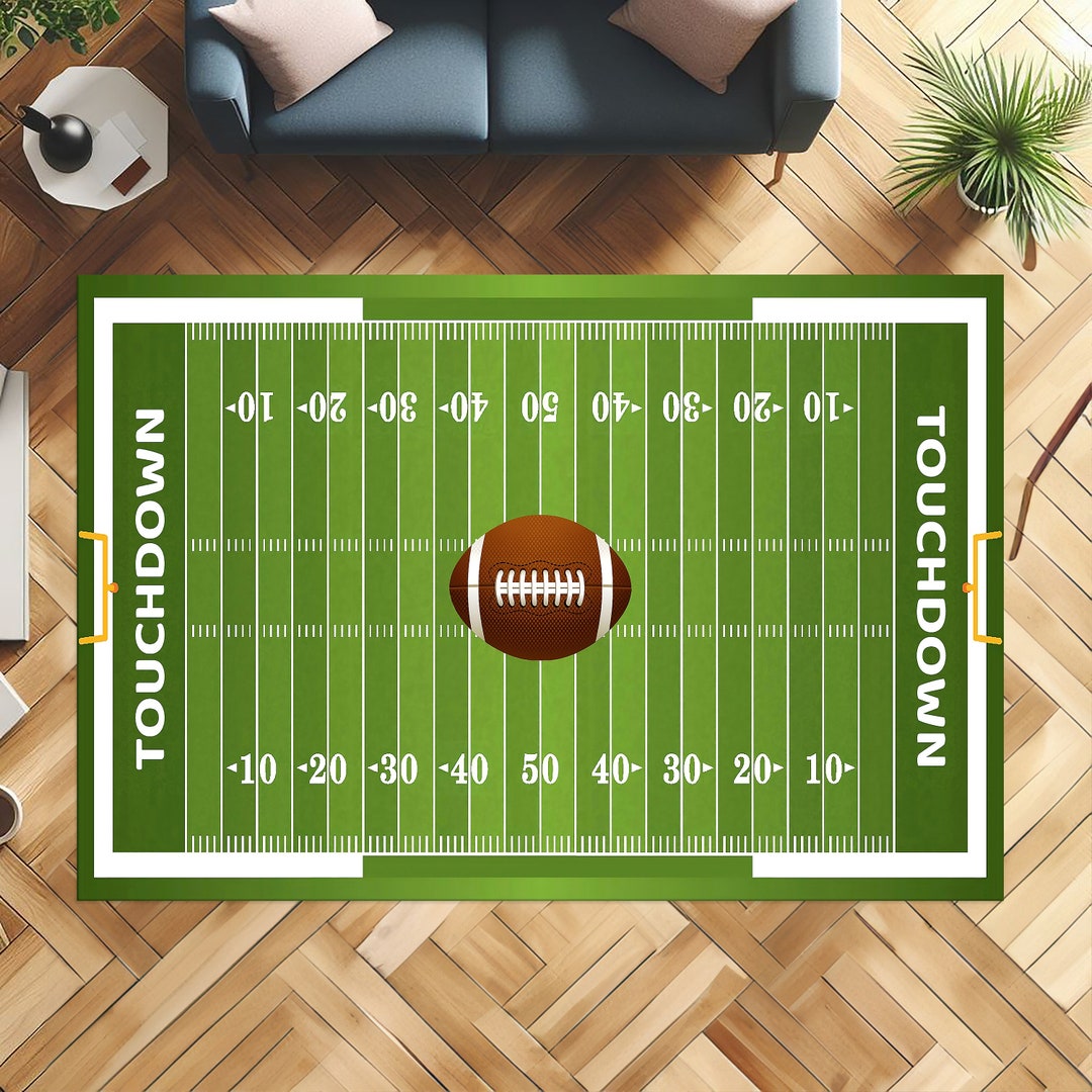American Football Rug, Soccer Field Rug, Custom Team Logo Rug, Washable ...