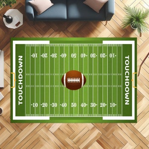 American Football Rug, Soccer Field Rug, Custom Team Logo Rug, Washable ...