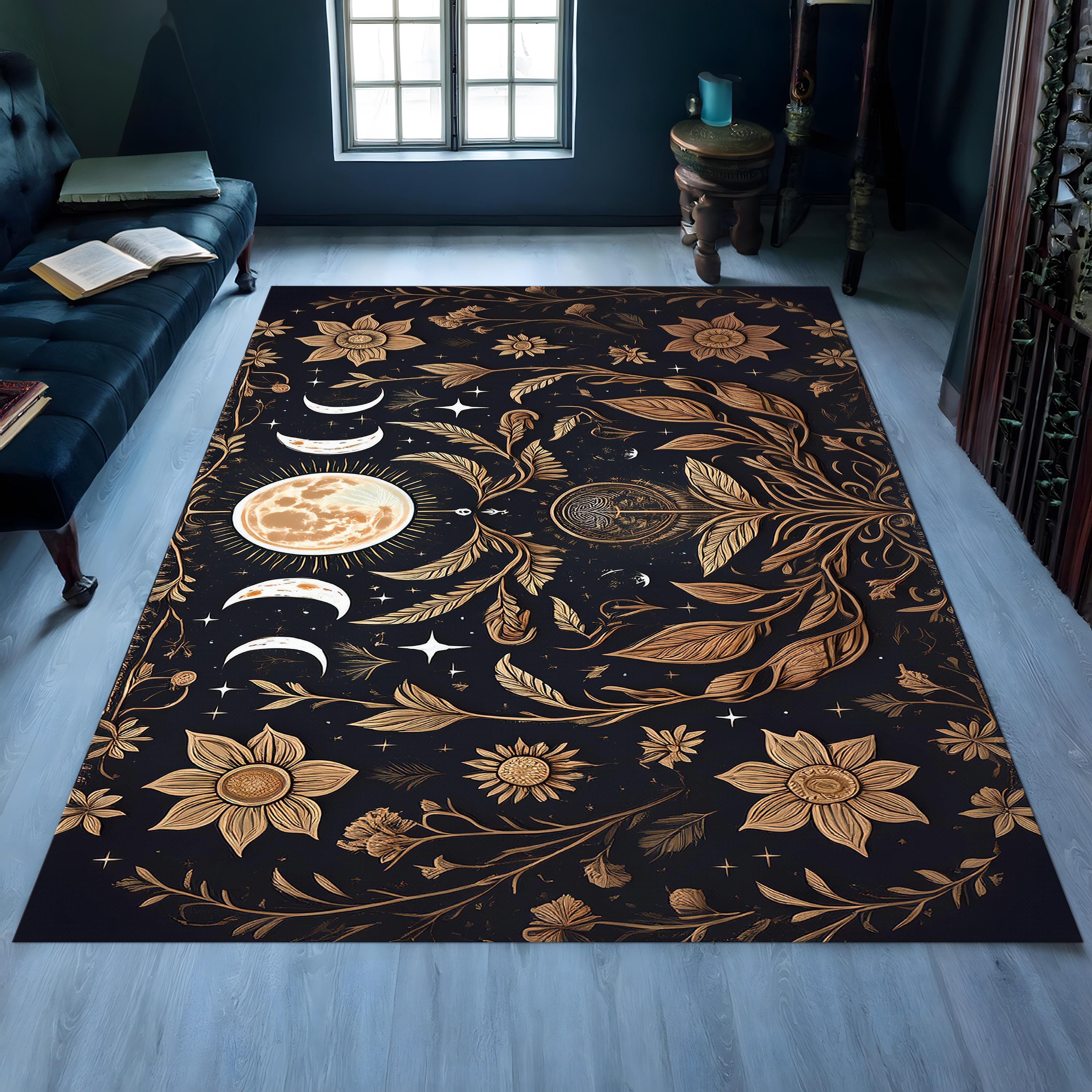 Cottagecore Inspire Rug, Dark Academia Decor, Gothic Rug, Moon Phase ...