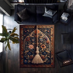 Witch's Broom Rug for Goth Room, Dark Academia Witch Rug, Cottegore ...