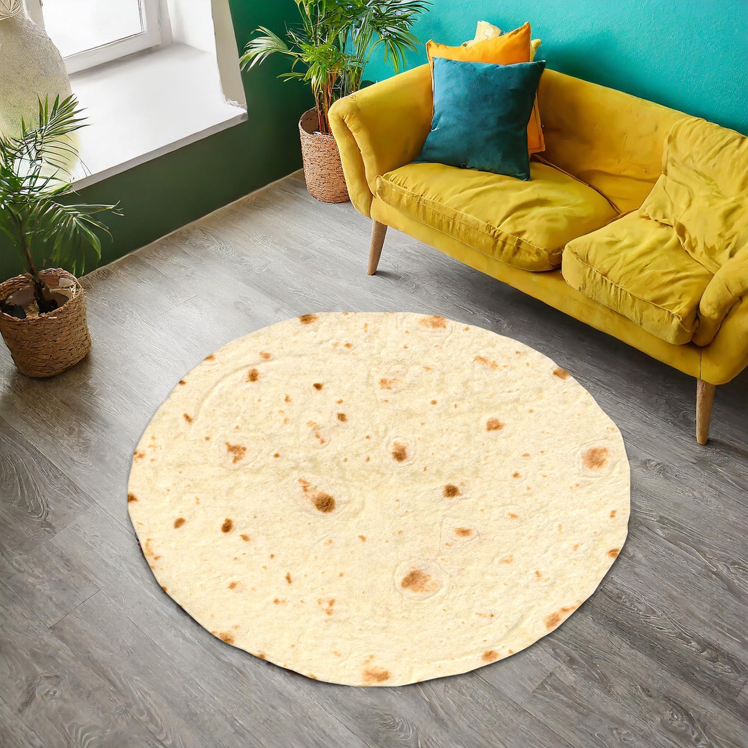 Tortilla Rug, Round Rug, Food Decor, Washable Rug, - Etsy