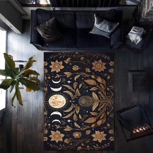 Cottagecore Inspire Rug, Dark Academia Decor, Gothic Rug, Moon Phase ...