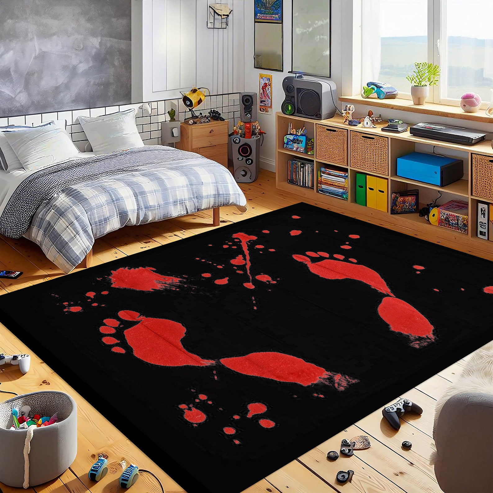 Blood Splatter Rug, Foot Print Rug, Horror Rug, Blood Rug, Custom Rug ...