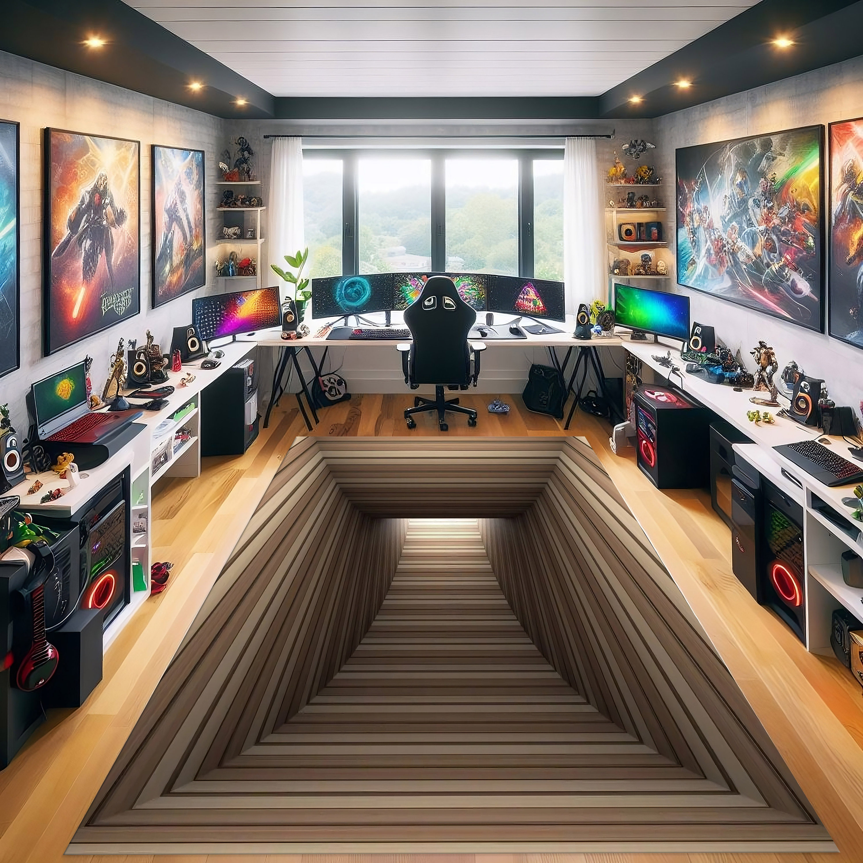 Tunnel Rug, Optical Illusion Rug, Illusion Rug, Rectangular Illusion ...