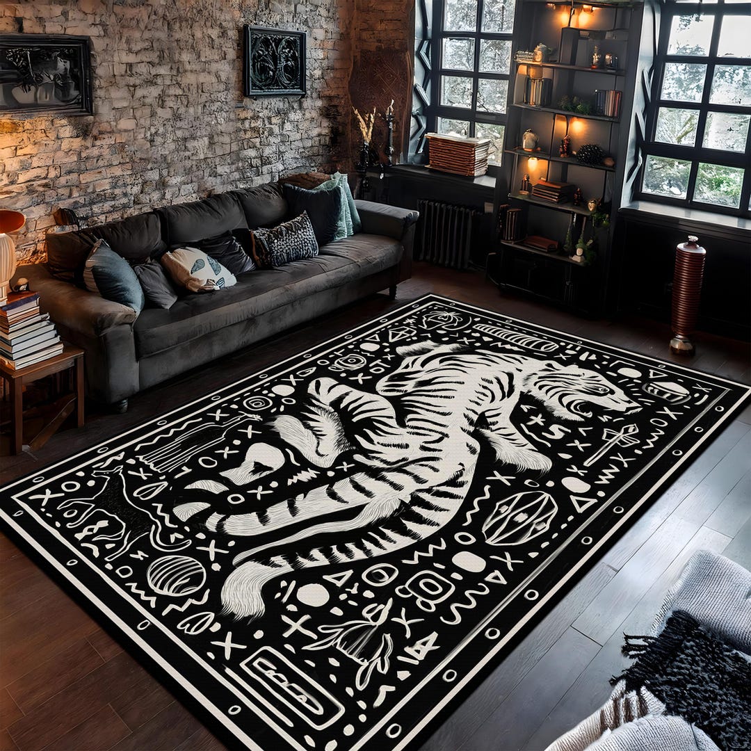 Tiger Rug, Tiger Patterned Rug, Animal Rug, Tiger Art Rug, Abstract ...