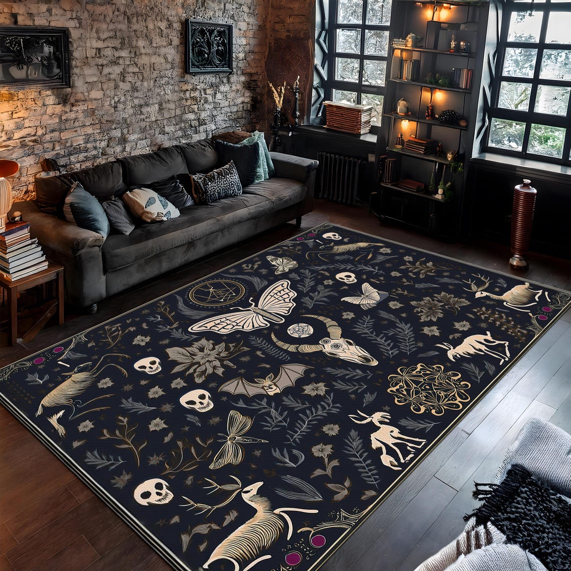 Gothic Goat Skull Rug, Witch Rug, Baphomet Goat Pentagram, Satan Rug ...