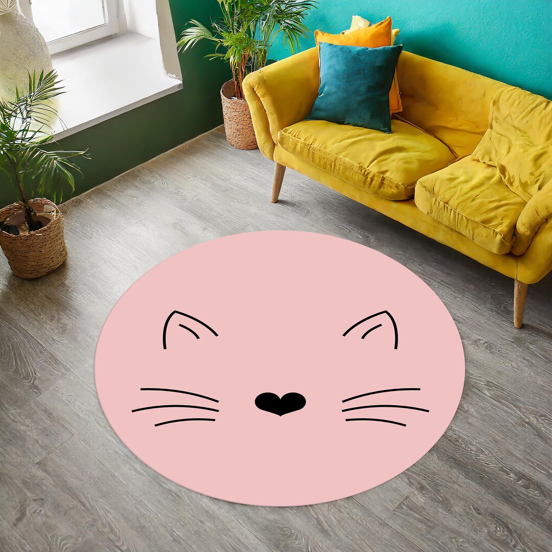 Cat Rug,cute Animal Rug,cat Circle Rug,cute Round Rug,cat Round Rug ...