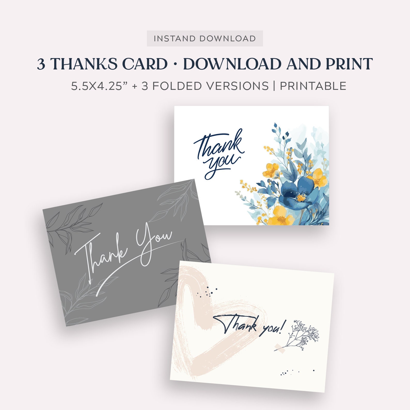 Thank You Card Printable, Wildflower Thank You Card, Floral Thank You ...