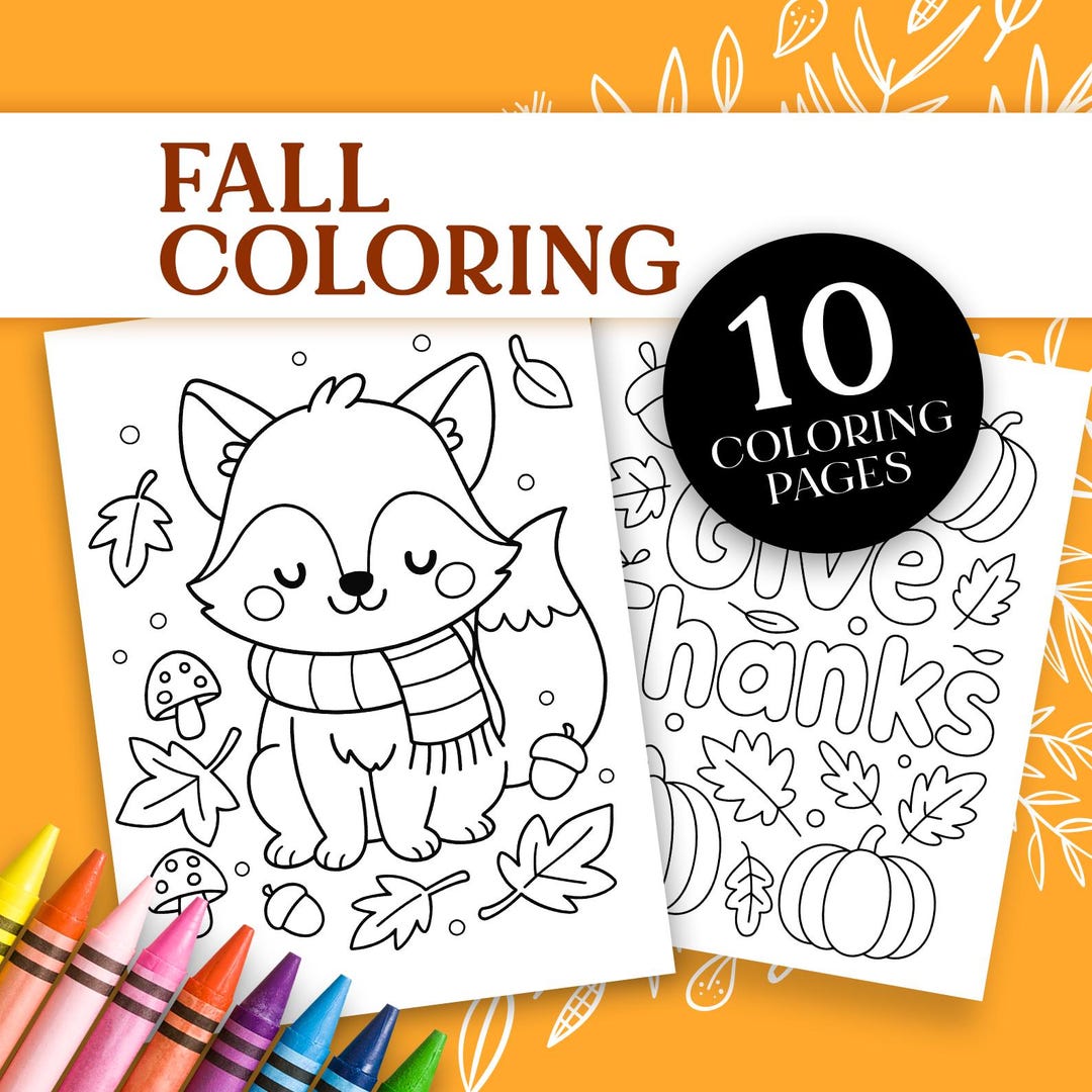 Autumn Coloring Book for Kids, 10 Printable Fall Activity Pages SVG ...