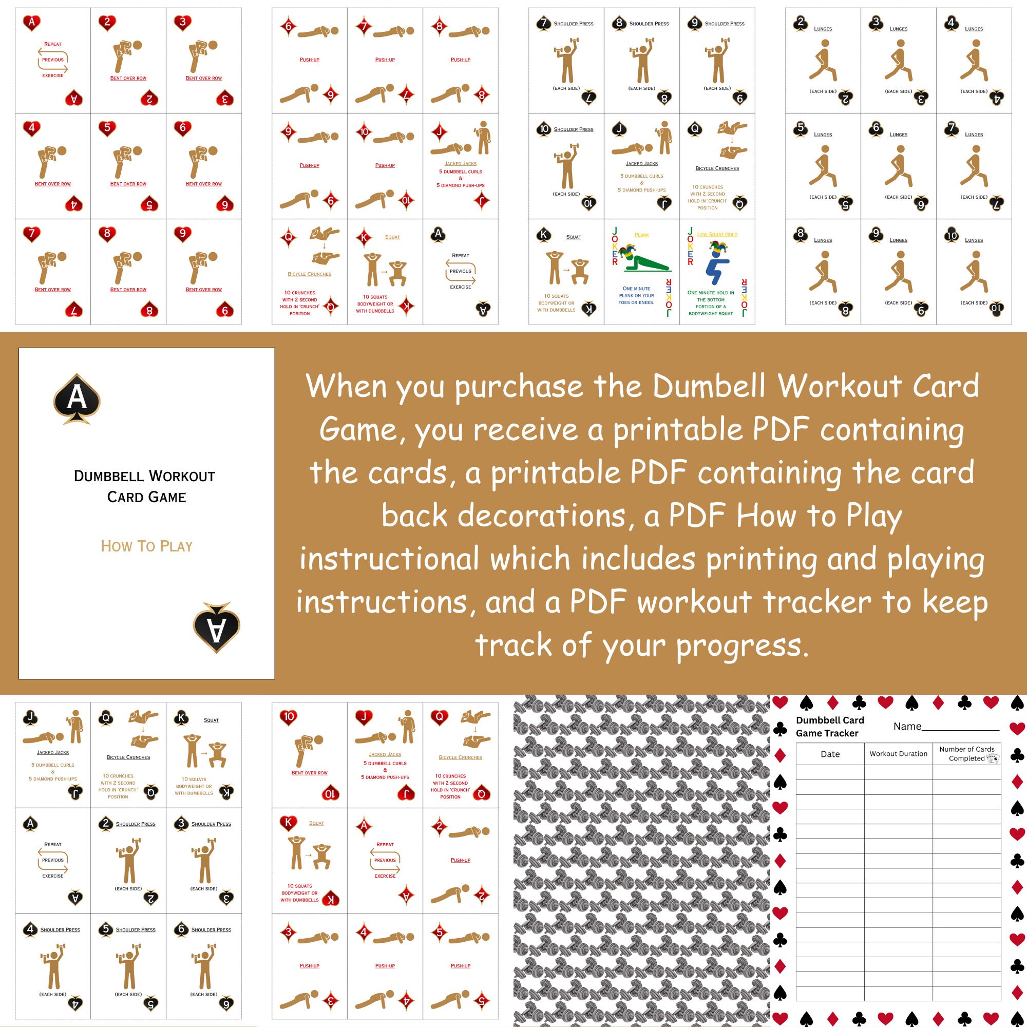 Dumbbell Workout Card Game - Etsy