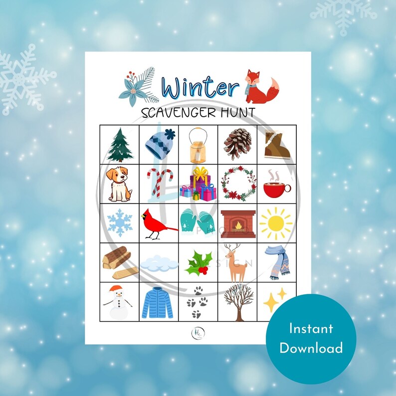 Winter Scavenger Hunt Printable, Kids Scavenger Hunt, Printable ...