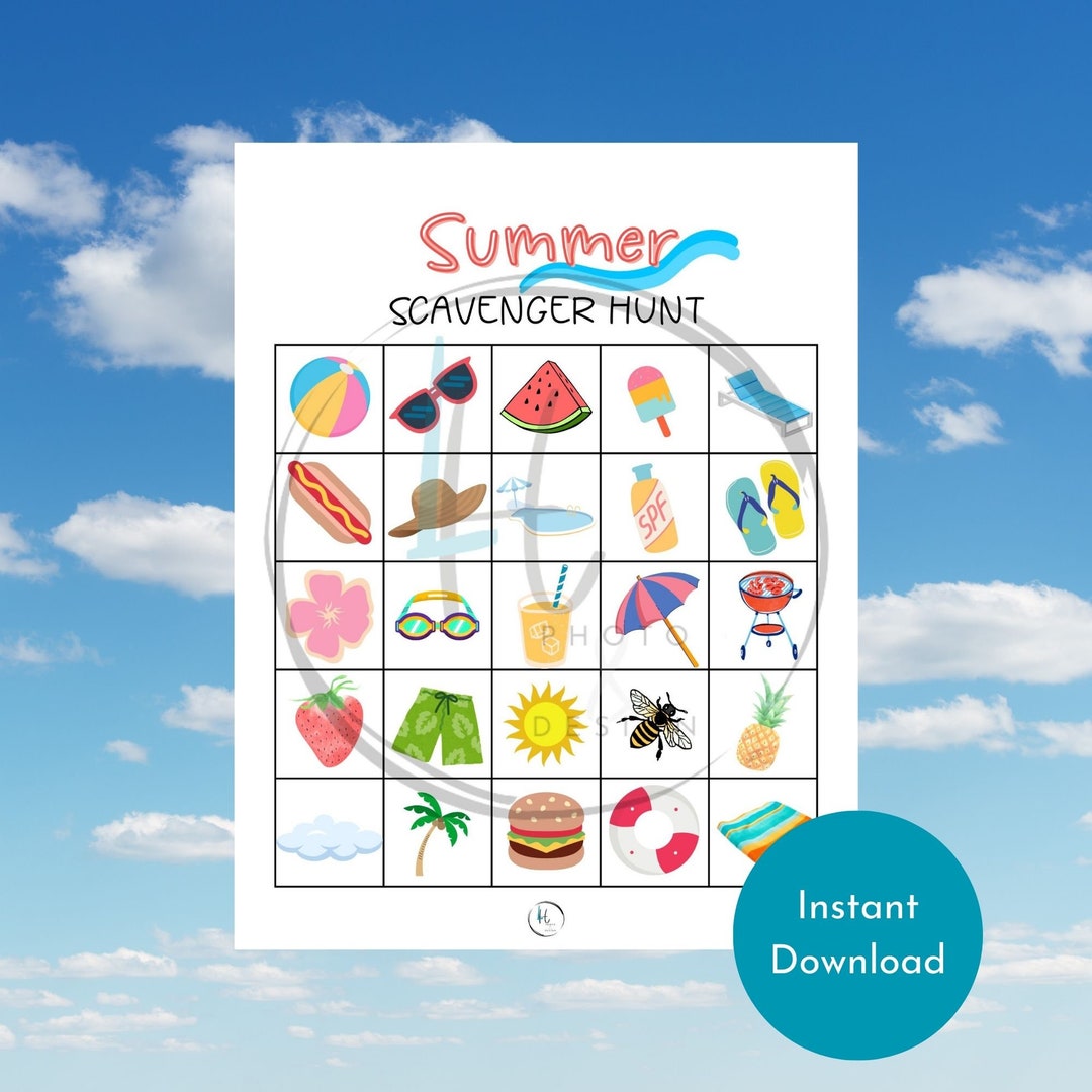 Summer Scavenger Hunt Printable, Kids Scavenger Hunt, Printable ...