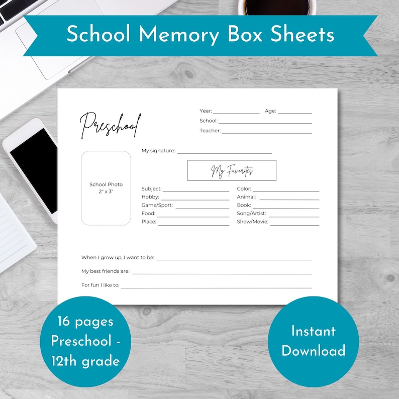 School Memory Sheets, School Memory Box, School Memory Questionnaire, School Keepsake, School ...