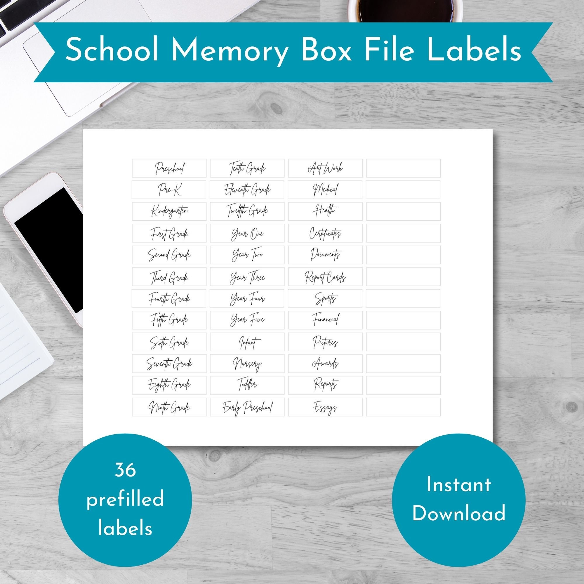 School Memory File Labels, School Memory Box, School Memory ...