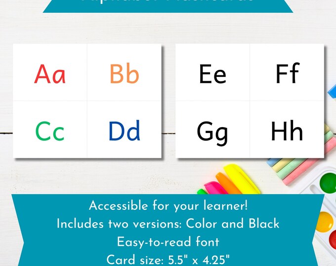 Alphabet Flash Cards PDF, ABC Flashcards Printable, Toddler & Preschool ...
