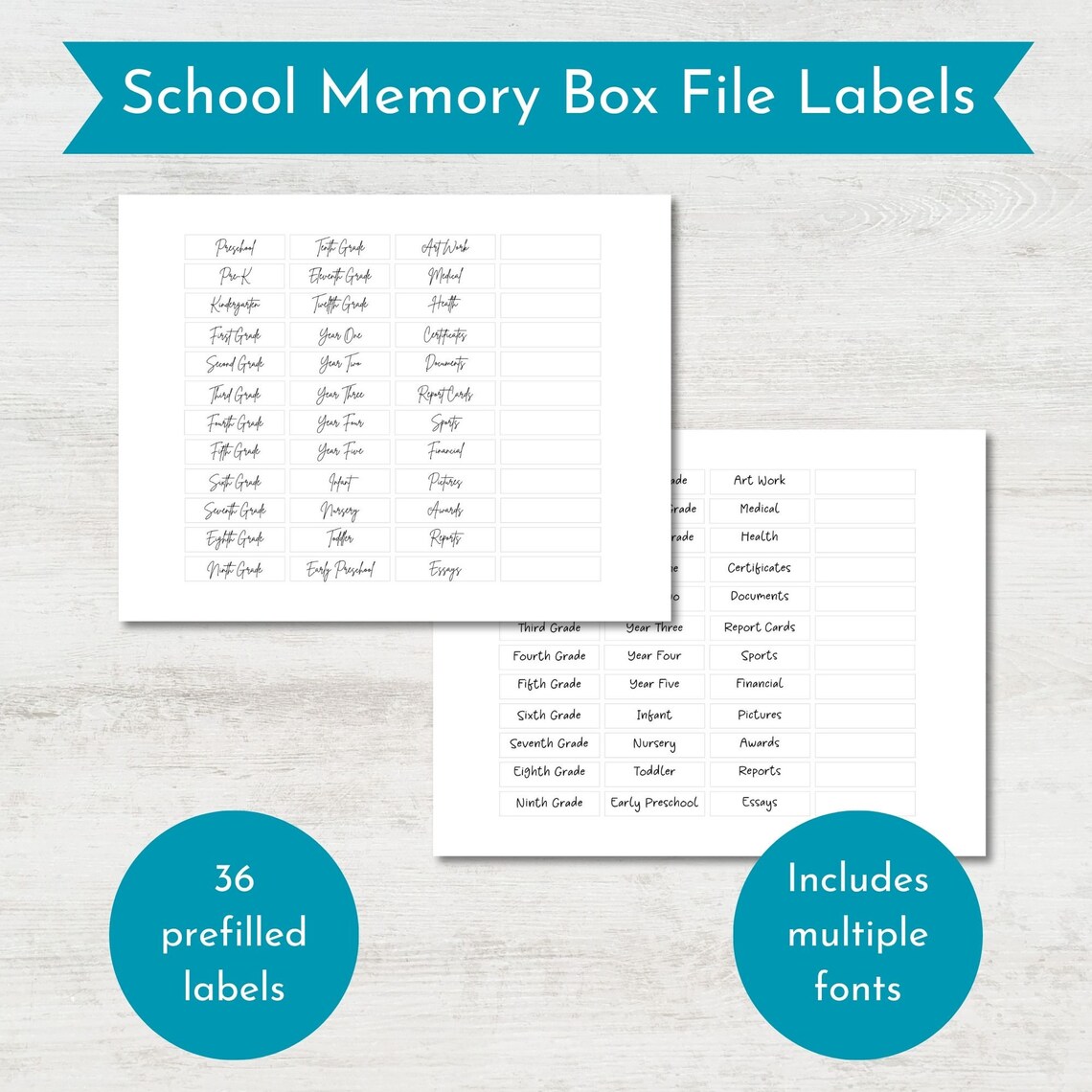 School Memory File Labels, School Memory Box, School Memory ...