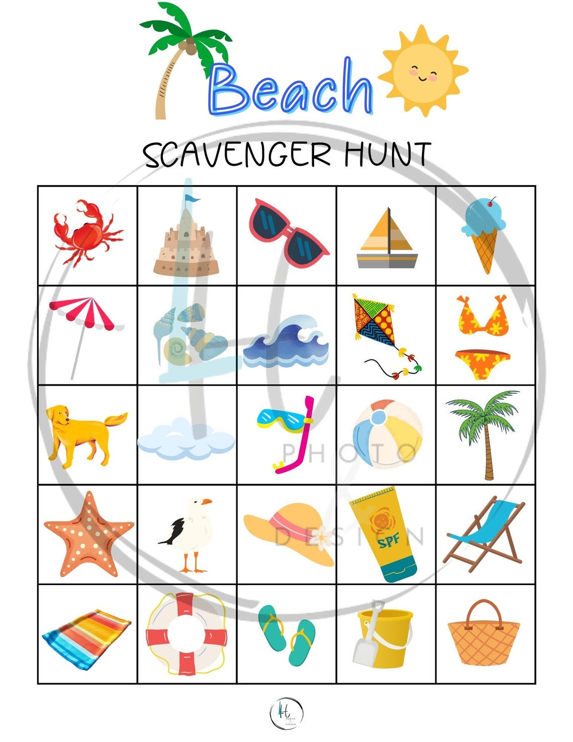 Beach Scavenger Hunt Printable, Kids Scavenger Hunt, Printable ...