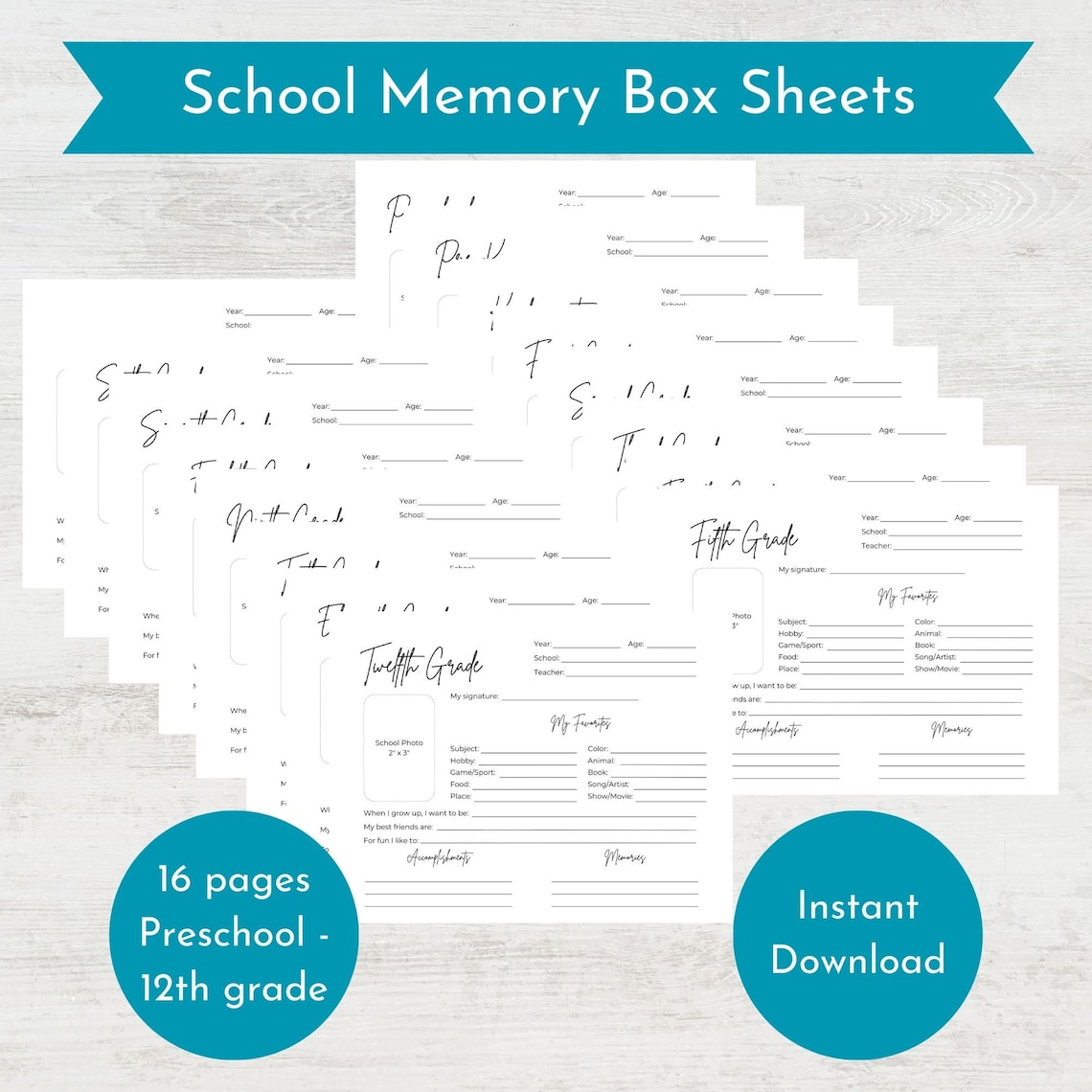 School Memory Sheets, School Memory Box, School Memory Questionnaire ...