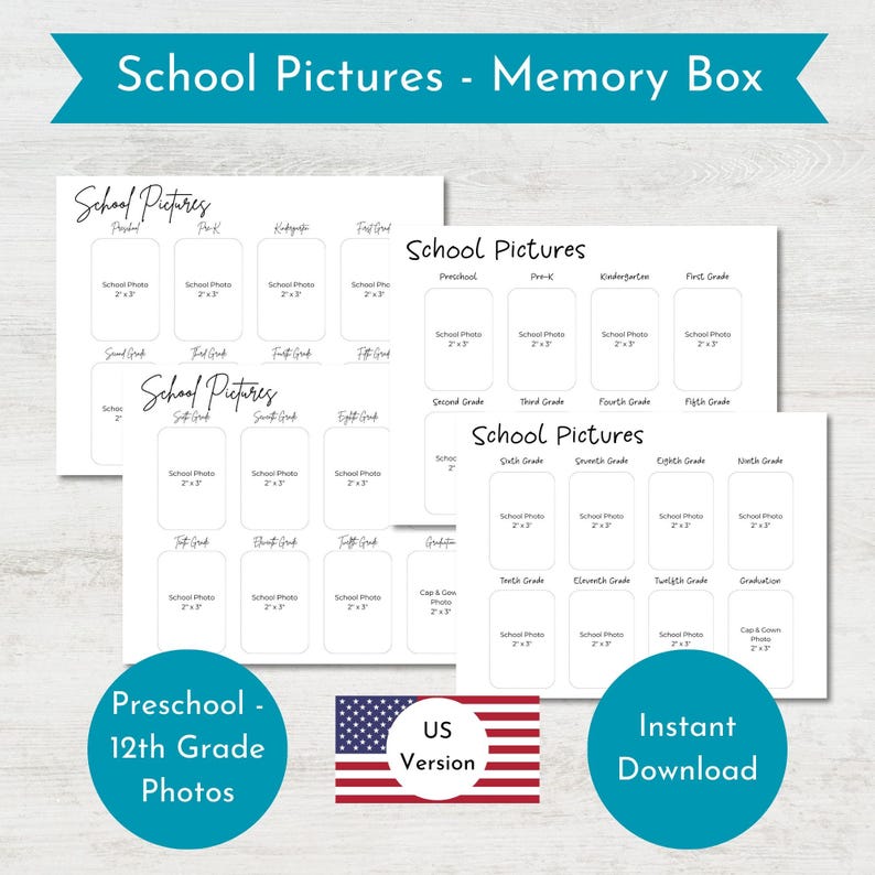 School Picture Sheets, School Memory Box, School Keepsake, School File ...